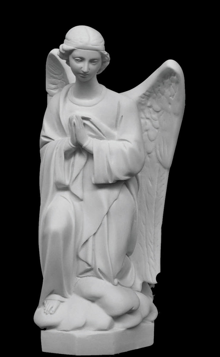Memorial Kneeling Angel Marble Statue - 18”H – timelessbronze.com