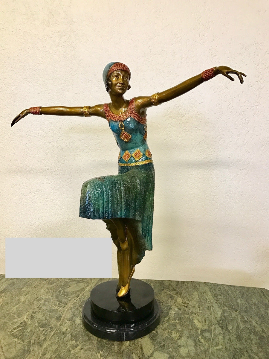 Elegant Bronze Art Deco Dancer Statues by Demetre Chiparus ...