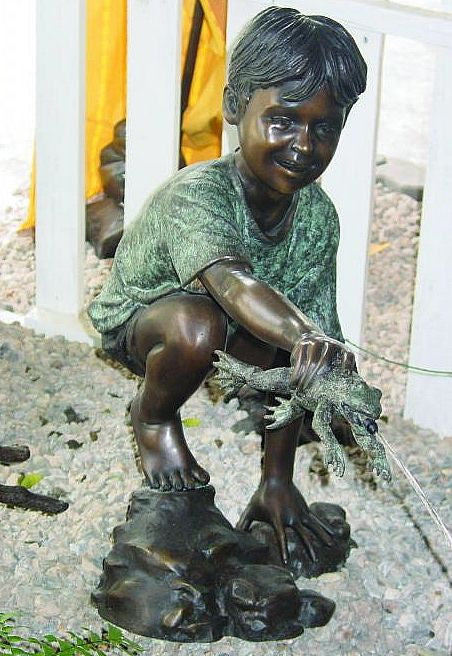 Bronze Boy with Frog Statues – timelessbronze.com