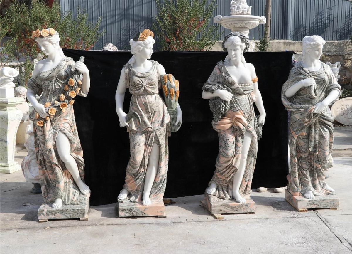 Four Seasons Marble Statues on Pedestals - 90”H – timelessbronze.com