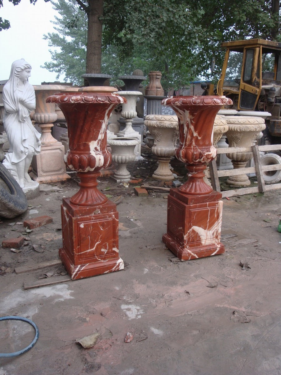 Marble Garden Tuscan Roman Urns 2 - Pair – timelessbronze.com