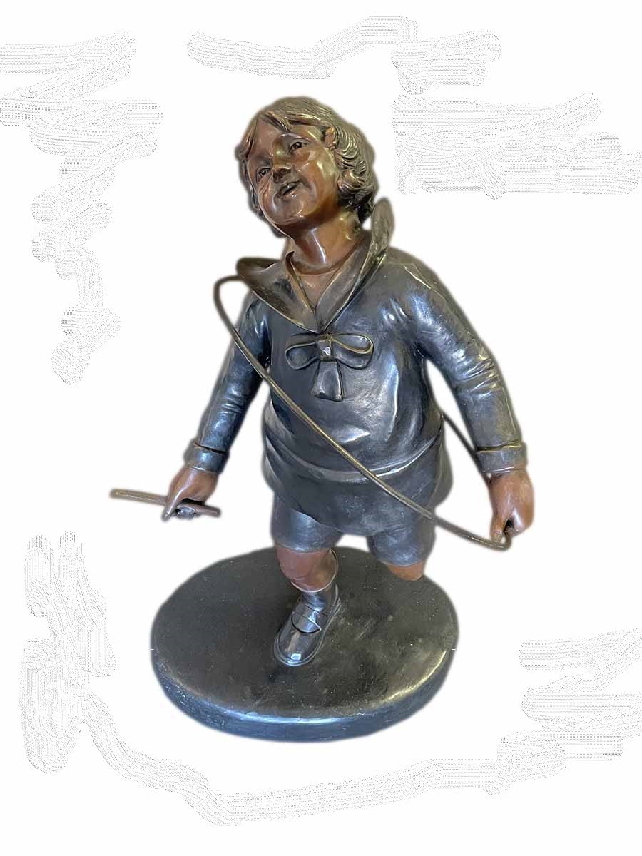 Playful Boy with Hoop Bronze Statue – timelessbronze.com