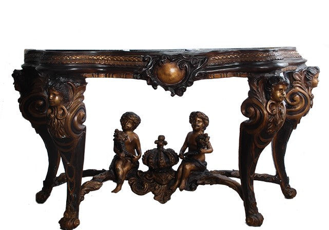 Renaissance Bronze Cherub Console Table with Granite Top ...