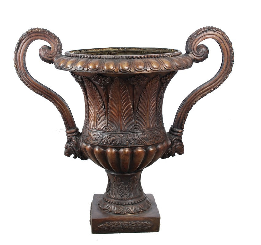 Bronze Tuscan Urn with Lion Head Designs – timelessbronze.com