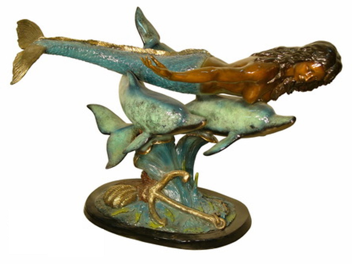 Large Swimming Mermaid Table Base Sculpture – timelessbronze.com