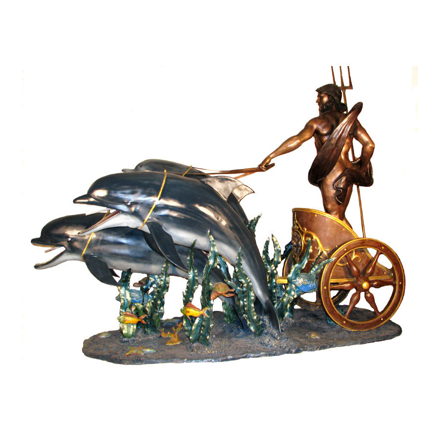 Life Size Majestic King Neptune with Dolphins Grand Fountain Statue ...