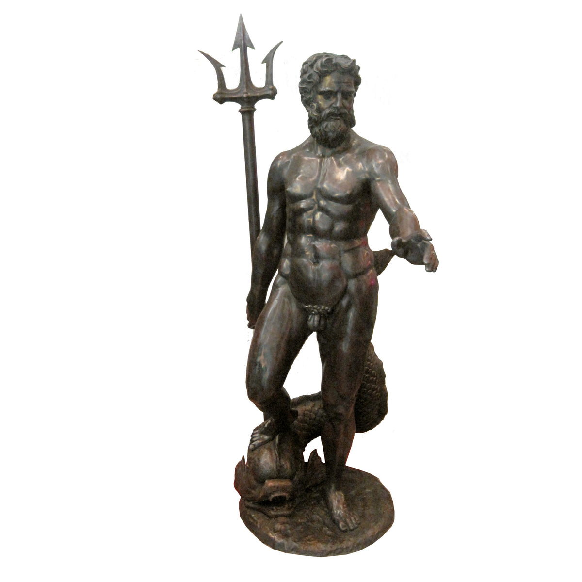 Bronze Life Size Neptune on Dolphin Statue – timelessbronze.com