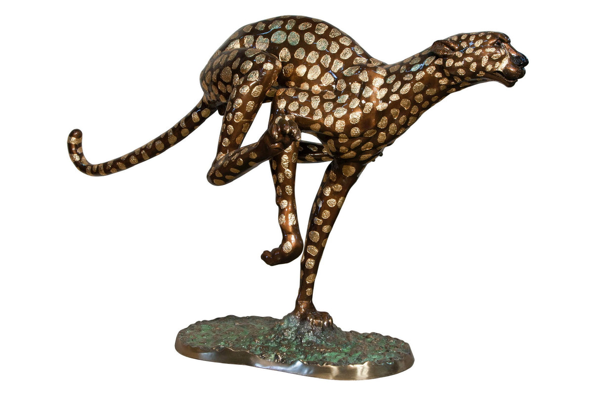 Life Size Bronze Cheetah on Base Sculpture – timelessbronze.com