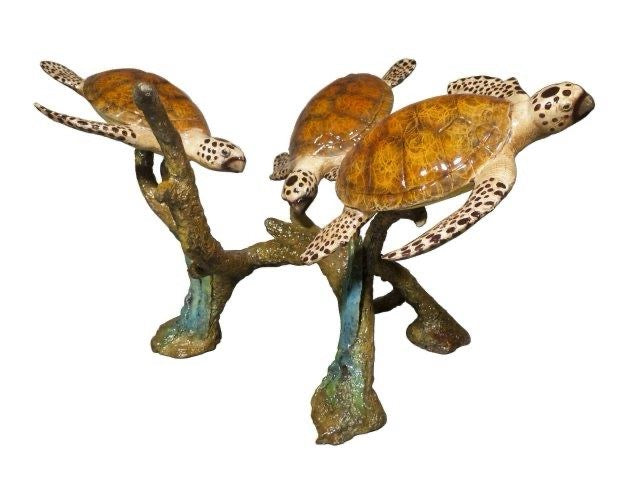 Hawksbill Sea Turtle Bronze Table Base Sculpture – timelessbronze.com