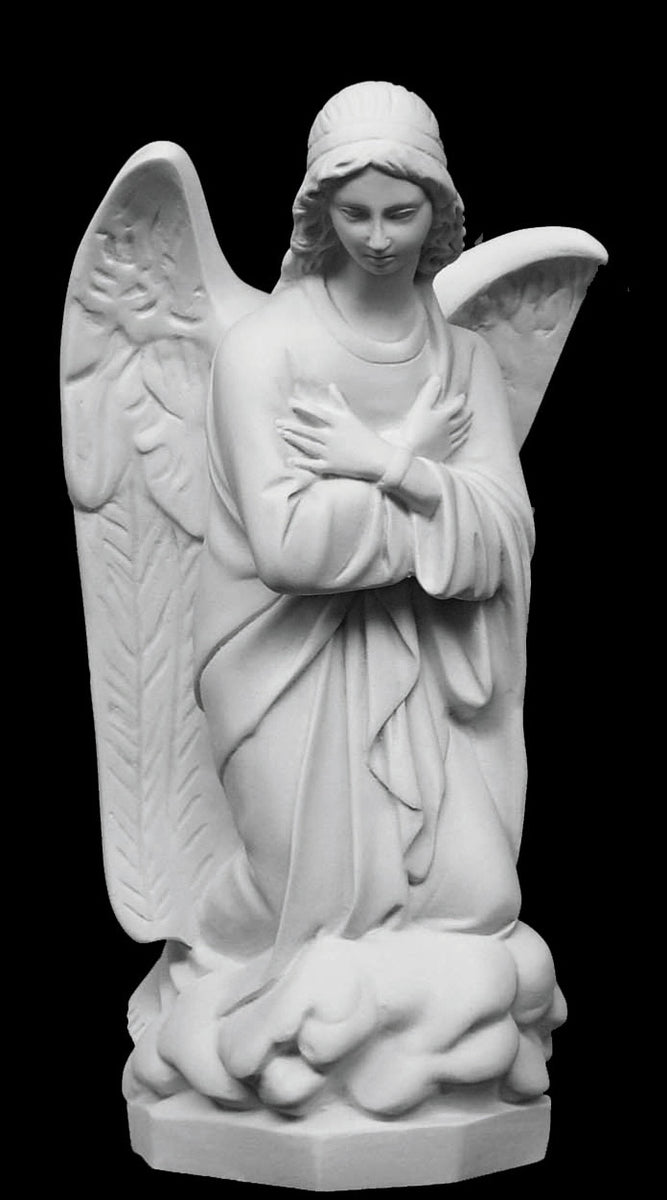Kneeling Adoration Angel Marble Statue - 18”H – timelessbronze.com