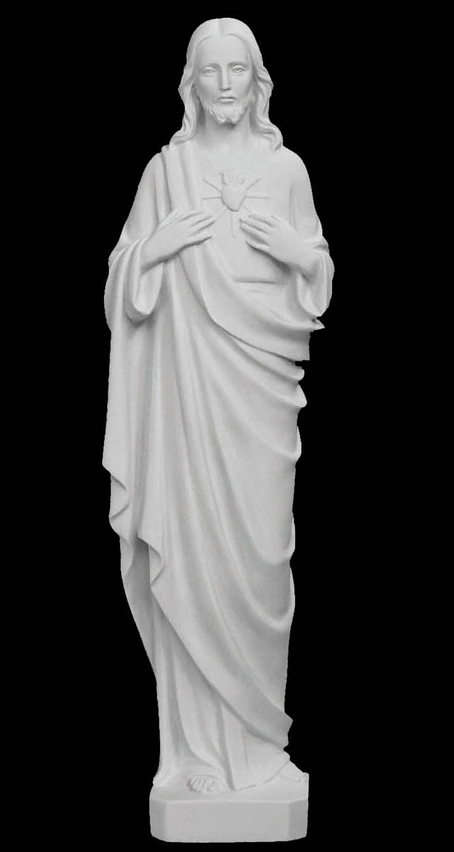 Sacred Heart of Jesus Pointing to Heart Marble Statue - 15”H ...