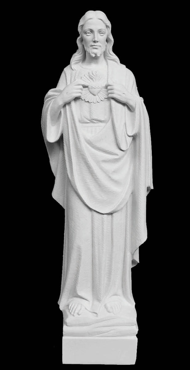 Sacred Heart of Jesus Pointing to Heart Marble Statue - 28”H ...