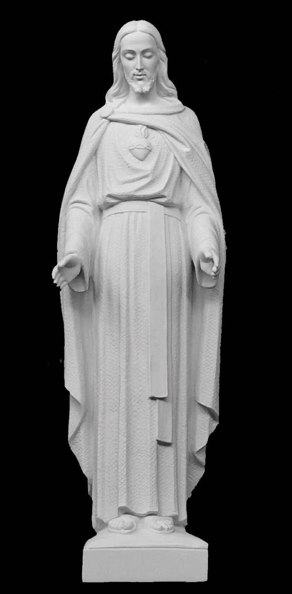 Sacred Heart of Jesus Pointing to Heart Marble Statue - 24”H ...