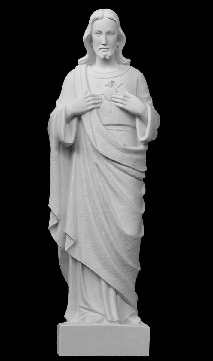 Large Sacred Heart of Jesus Marble Statue & Sculpture - 39”H ...
