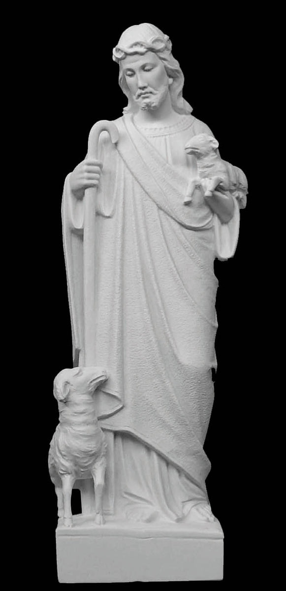 Jesus The Good Shepherd Marble Statue - 24”H – timelessbronze.com