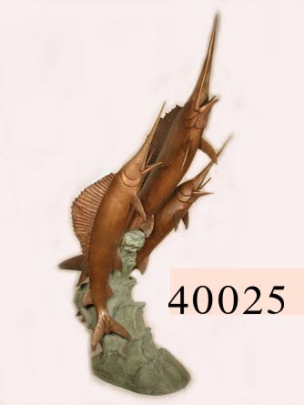 Trio Life Size Bronze Swordfish Fountain Statue - 85”H – timelessbronze.com