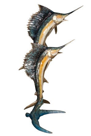 Life Size Bronze Swordfish Duo Fountain Statue – timelessbronze.com