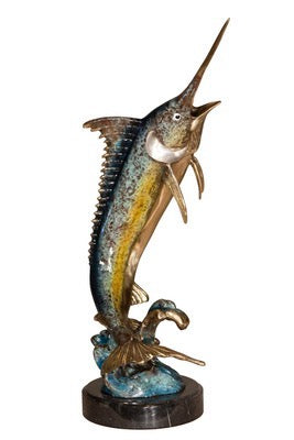 Bronze Swordfish Statue on Marble Base - 25”H – timelessbronze.com