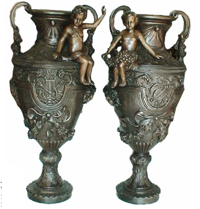 Bronze Cherub Putto Floor Vase Pair - 32”H – timelessbronze.com