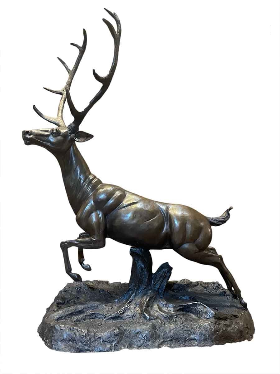 Bronze Leaping Male Deer Sculpture & Statue – timelessbronze.com