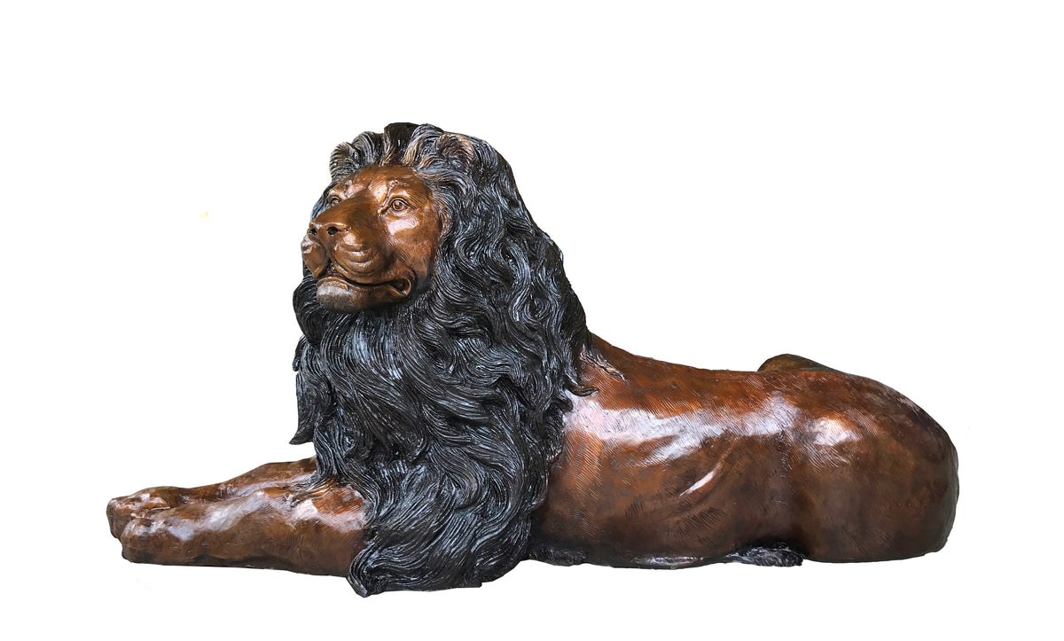 Bronze Life Size Lion Statues Pair Lying Down – timelessbronze.com