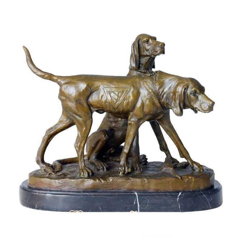 Bronze Sitting Bloodhounds Statue – timelessbronze.com