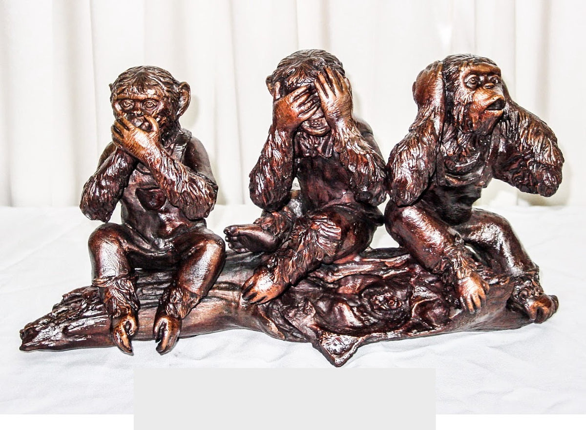 Bronze See No Evil Monkey Statues on a Branch – timelessbronze.com